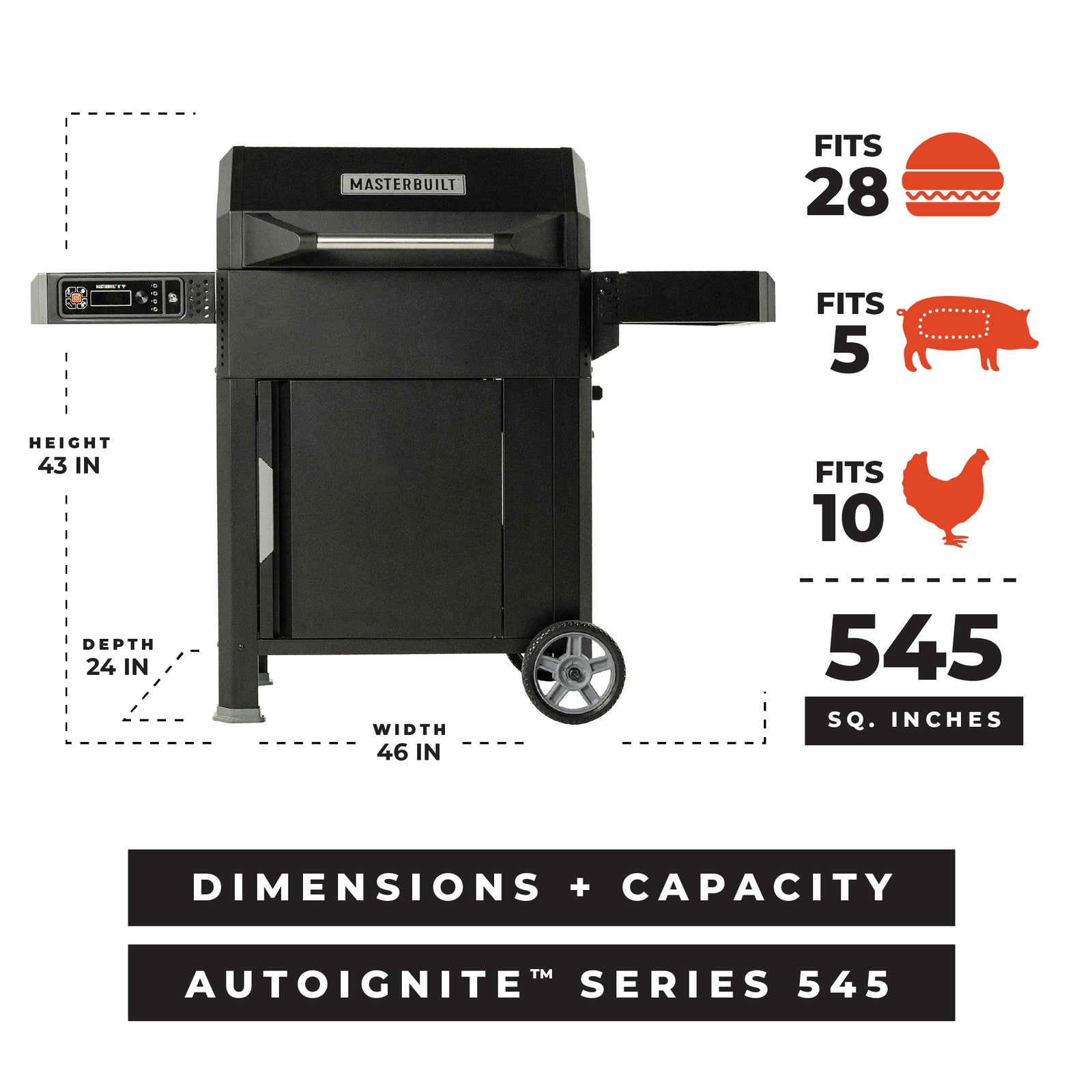 AutoIgnite™ Series 545 Digital Charcoal Grill and Smoker - Masterbuilt